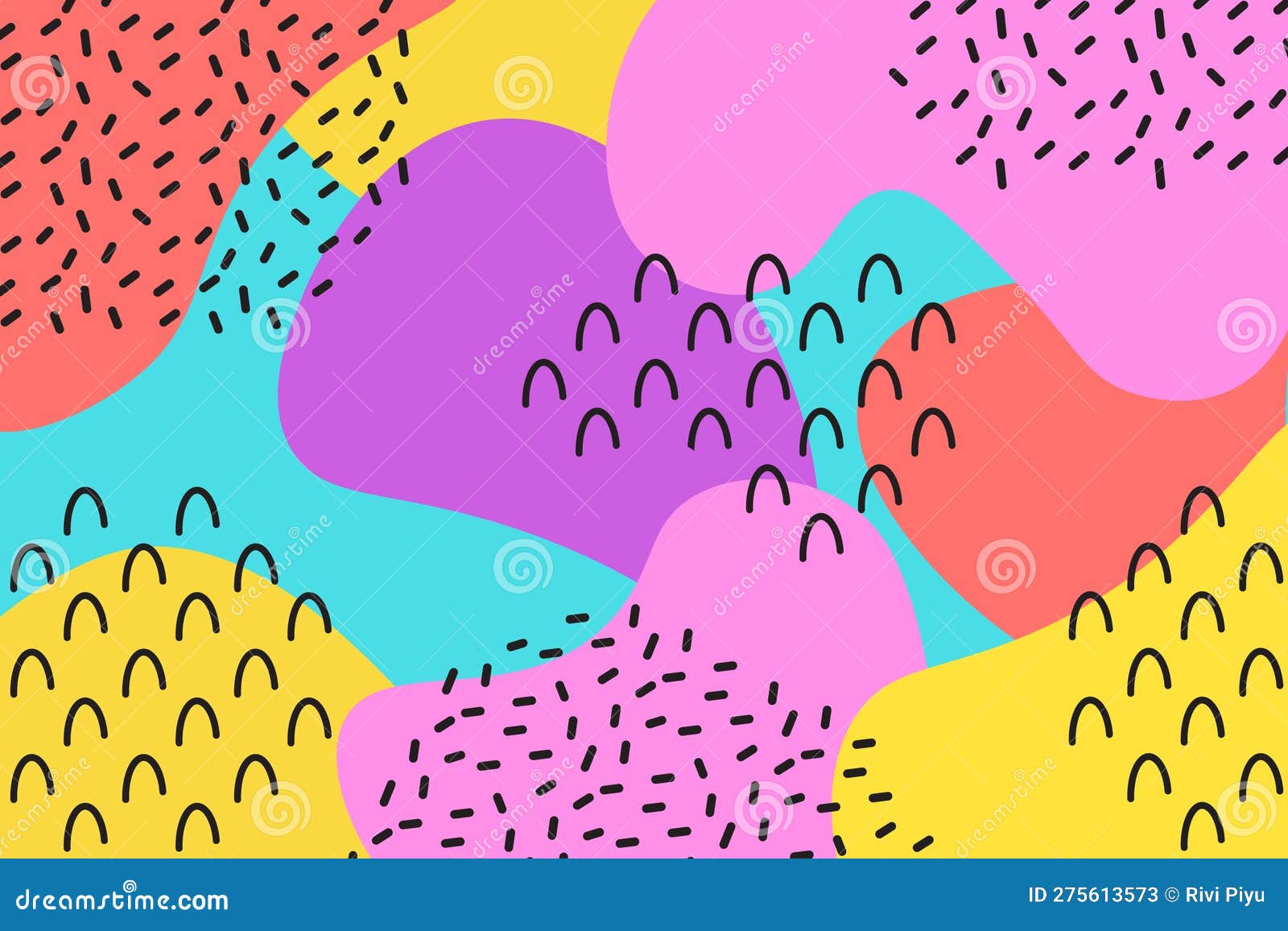 Creative Doodle Art Header with Different Shapes and Textures. Collage ...