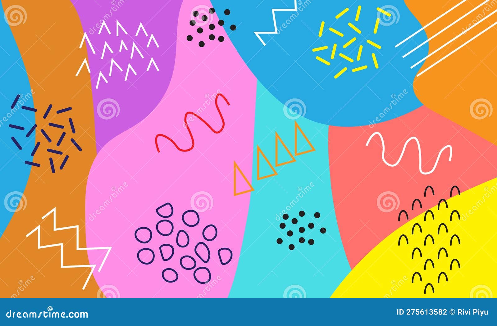 Creative Doodle Art Header with Different Shapes and Textures. Collage ...