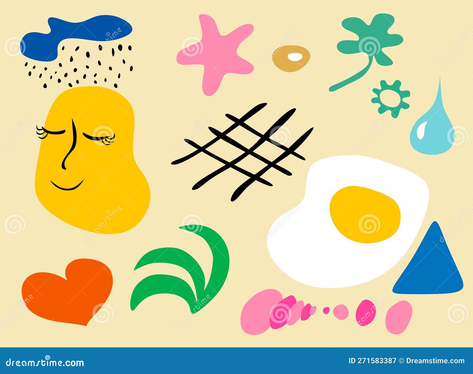 Creative Doodle Art Header with Different Shapes and Textures. Stock ...