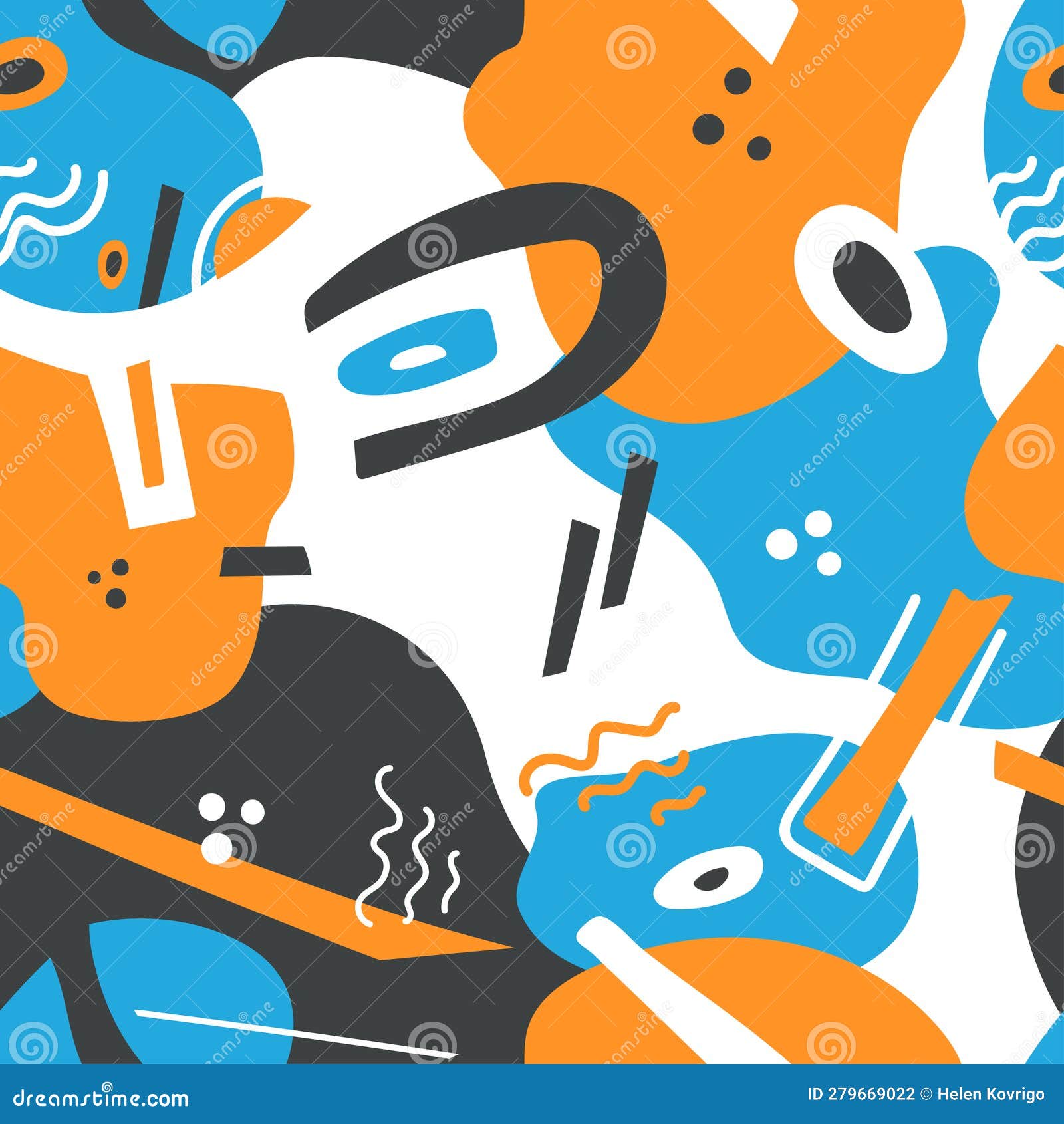 Creative Doodle Art Seamless Pattern with Different Shapes. Modern ...