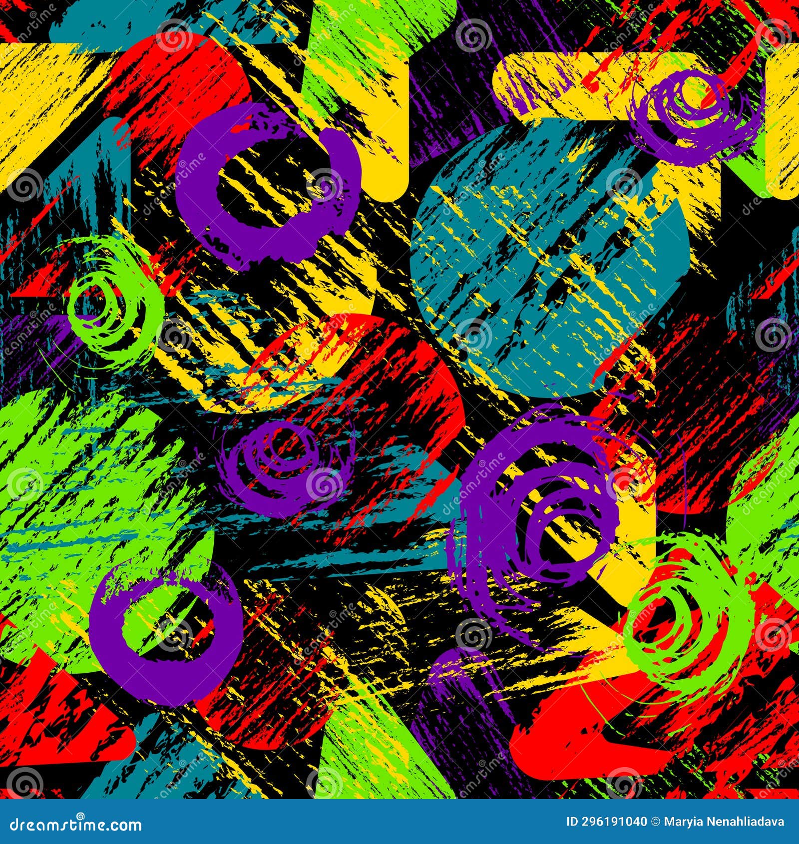 Creative Doodle Art Seamless Pattern with Different Shapes and Textures ...