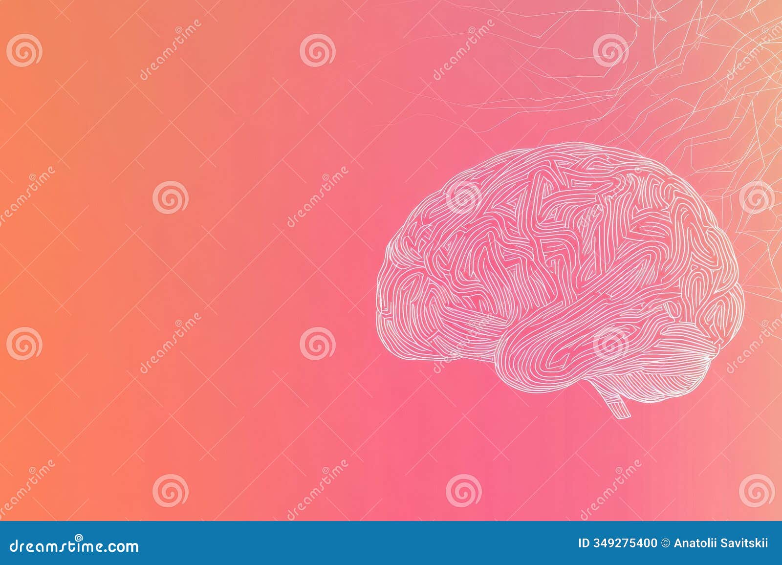A Creative Doodle of a Human Brain Made of Thin White Lines Rests on a ...