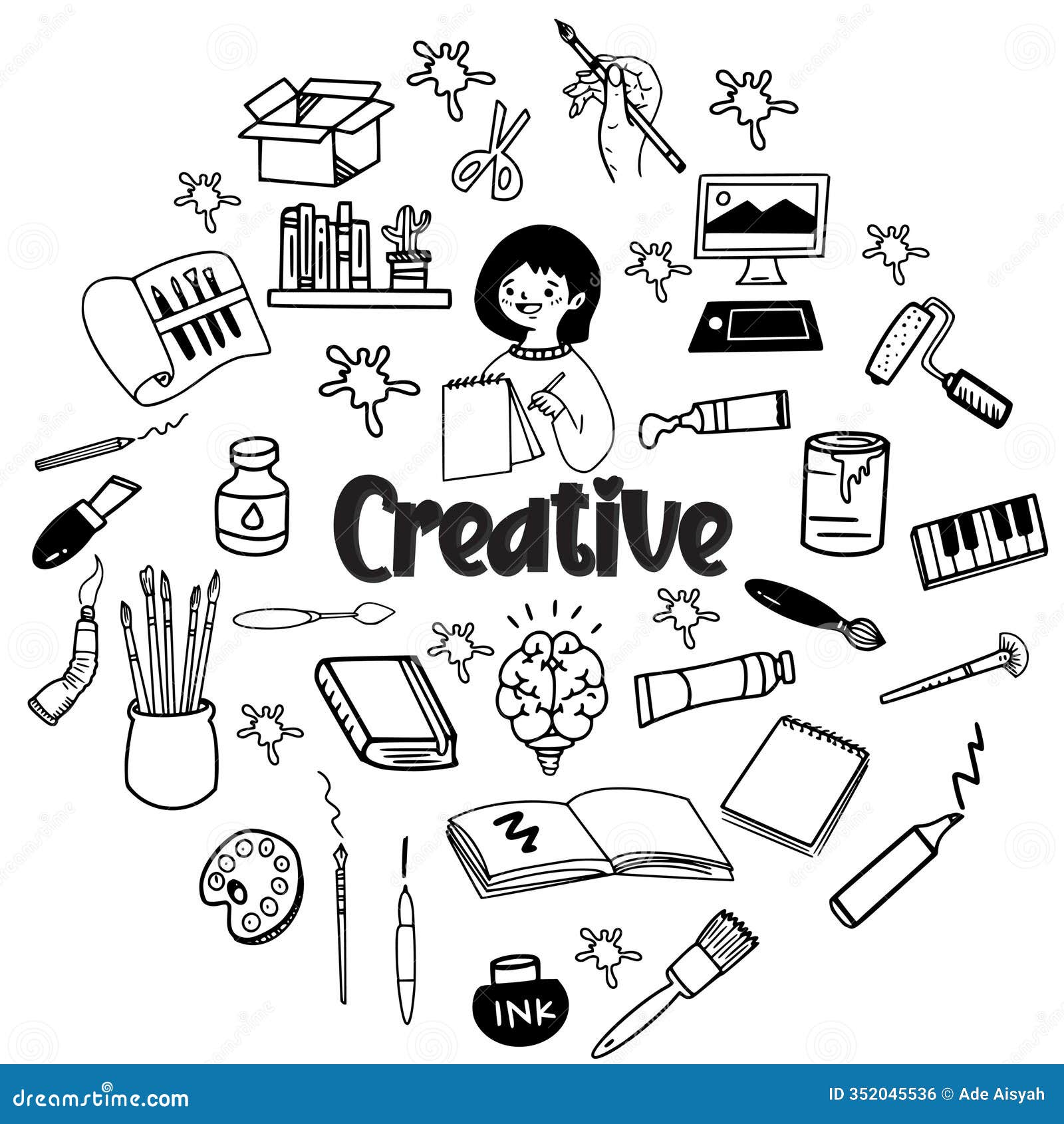 Creative Doodle Kawaii Element Clipart Vector Illustrations ...