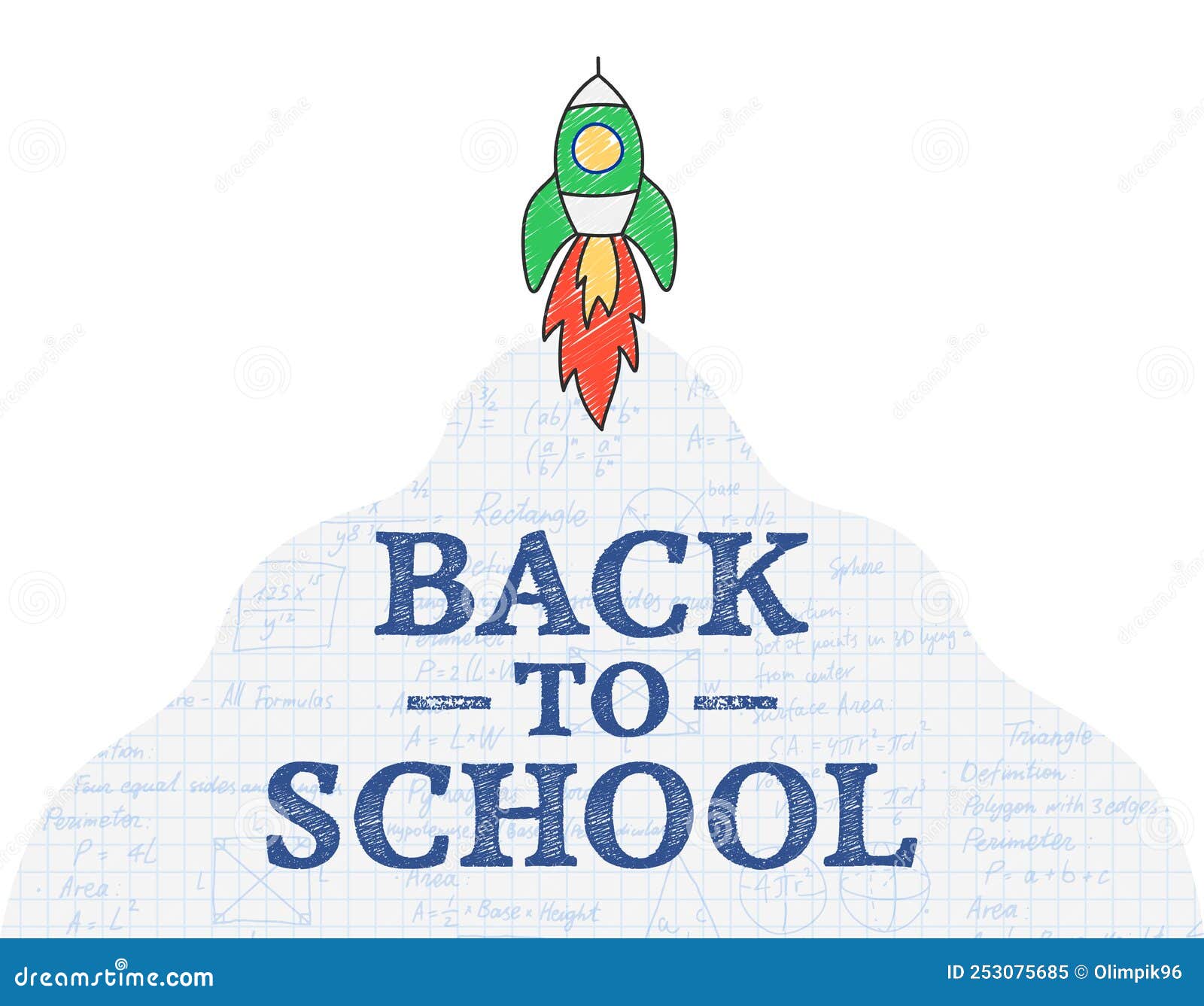Creative Doodle Rocket Launch Illustration with Back To School ...