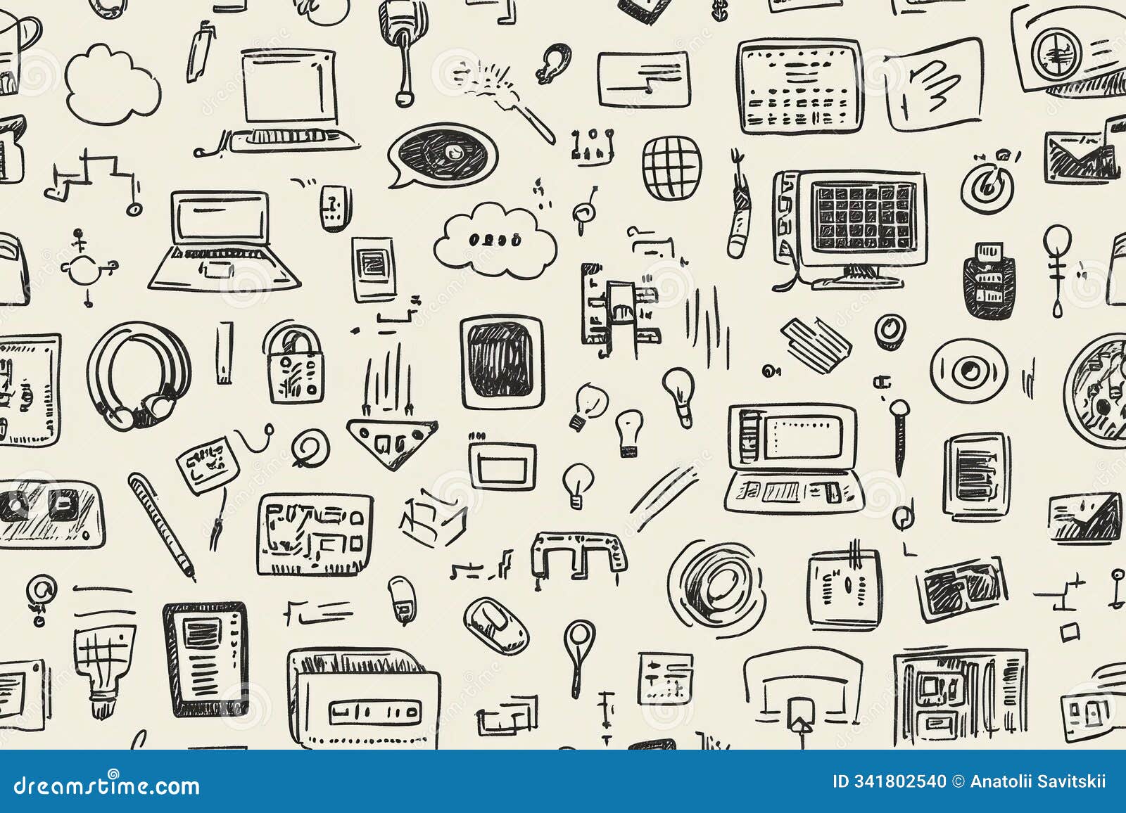 Creative Doodles Illustrate Technology Items Like Computers ...