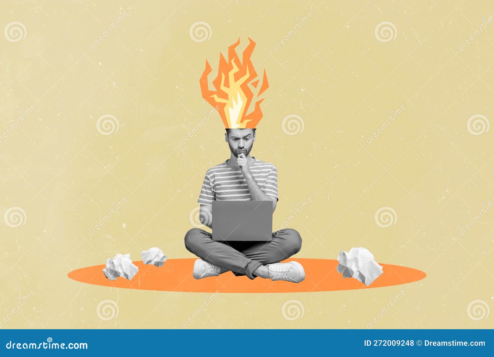 Creative Drawing 3d Sketch Collage Image Picture of Minded Man Netbook ...