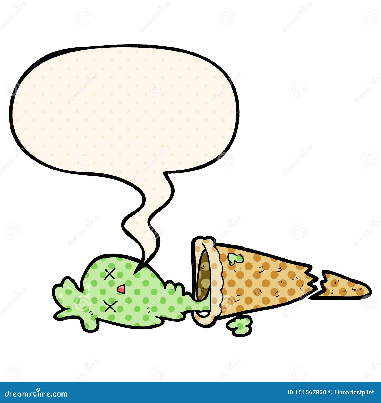 A Creative Dropped Cartoon Ice Cream and Speech Bubble in Comic Book ...