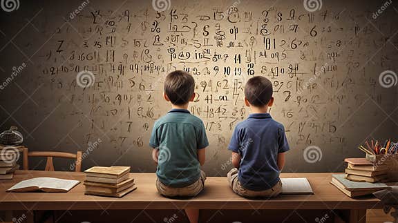 Math Genius Font Design Boy with Numbers Educational Concept Creative ...