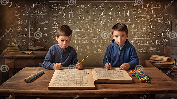 Math Genius Font Design Boy with Numbers Educational Concept Creative ...