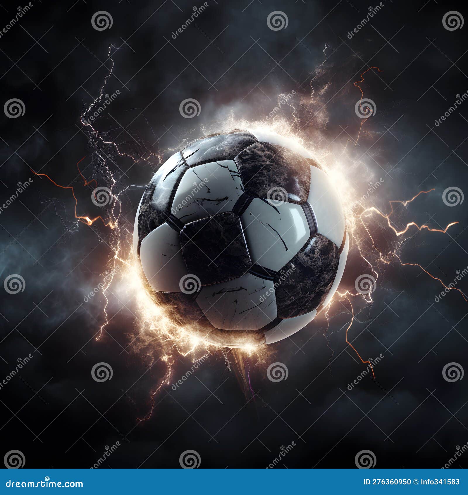 Creative Dynamic Lightning Football Created with Generative AI Stock ...