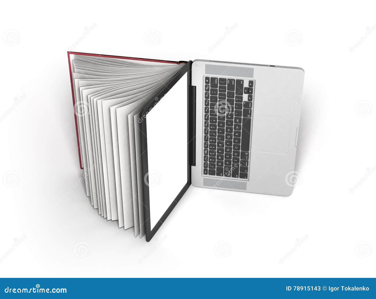 Creative E-learning Concept Book and Laptop 3d Render on White Stock ...