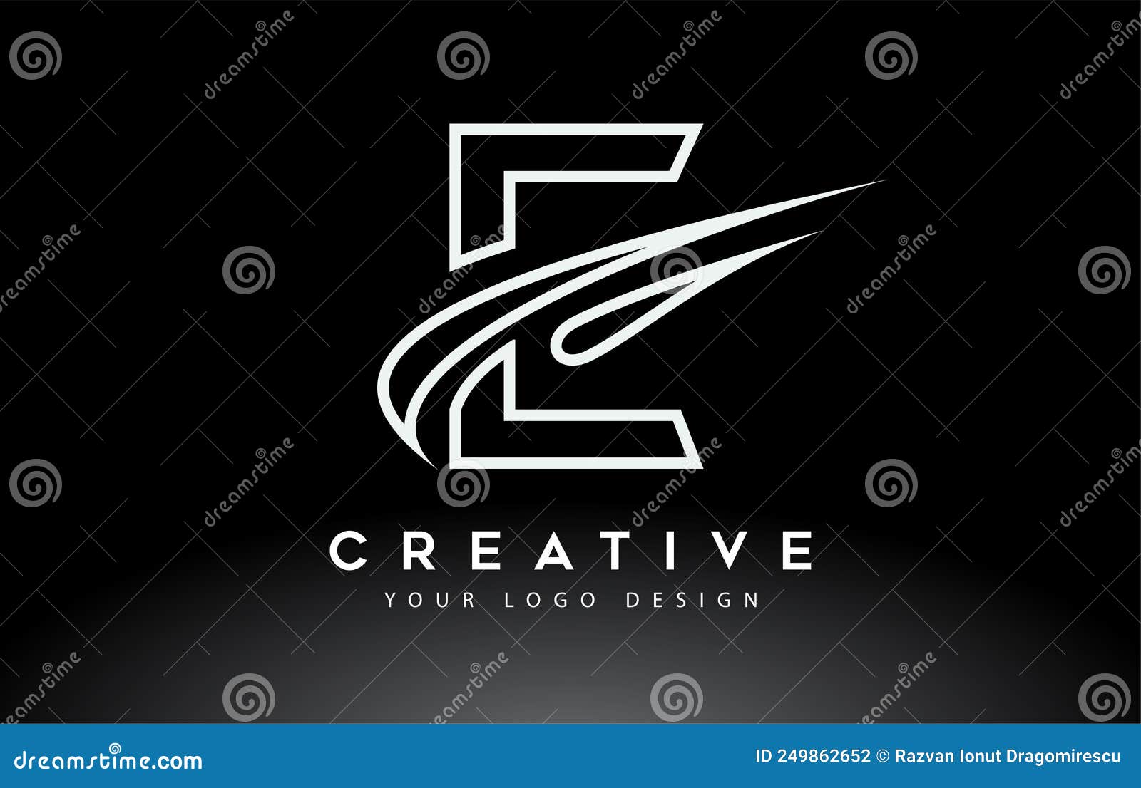 Creative E Letter Logo Design with Swoosh Icon Vector Stock Vector ...