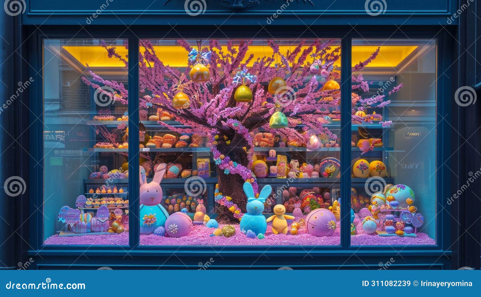 Creative Easter Candy Tree in Shop Window Display Stock Image - Image ...