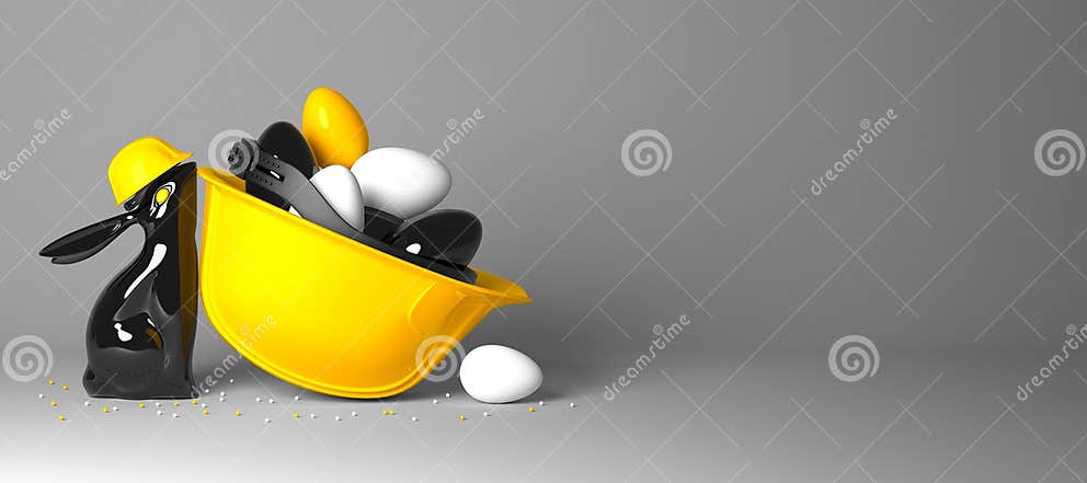 A Creative Easter Design Template with Protective Helmet. Stock ...