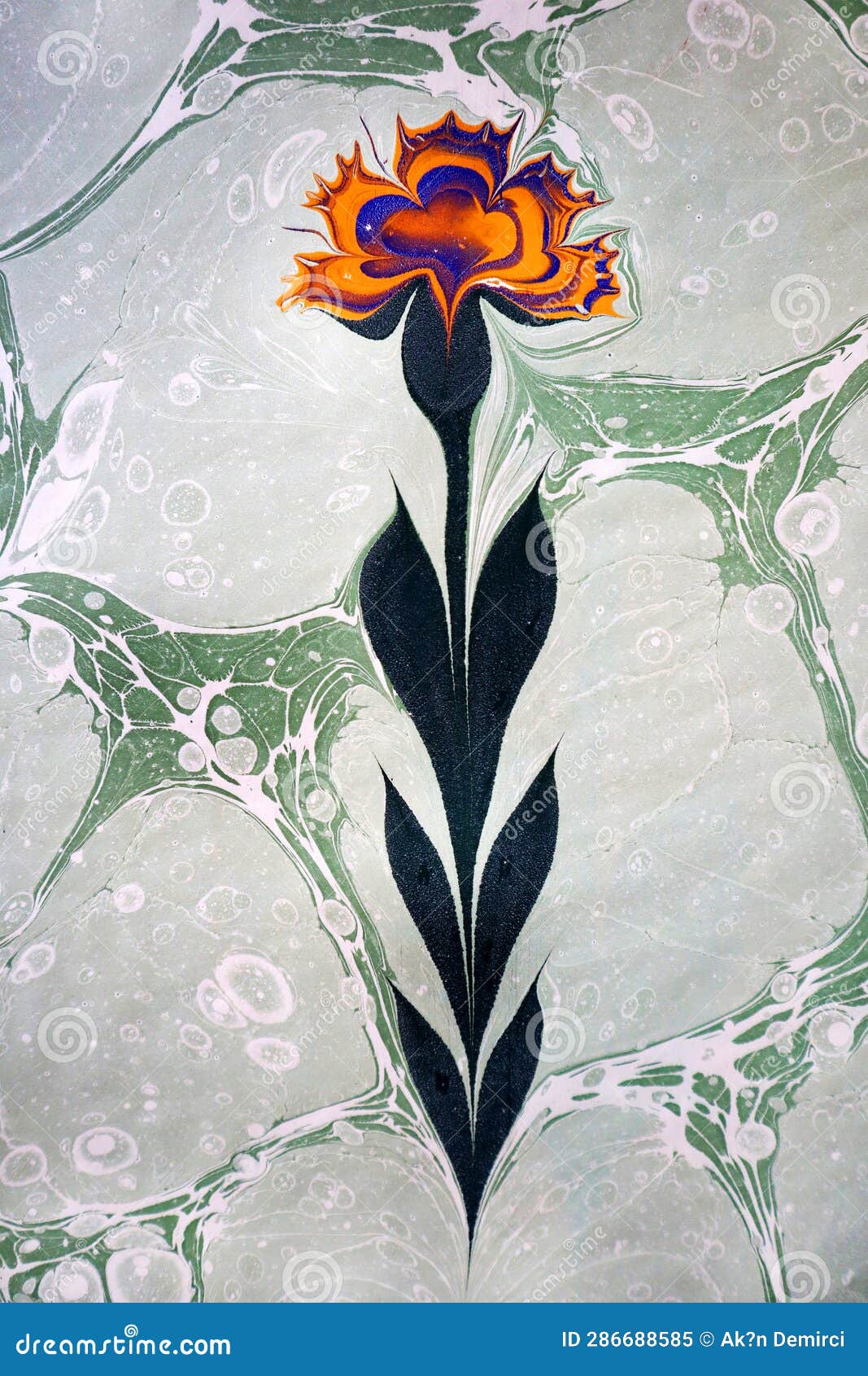 Ebru art stock illustration. Illustration of floral - 286688585