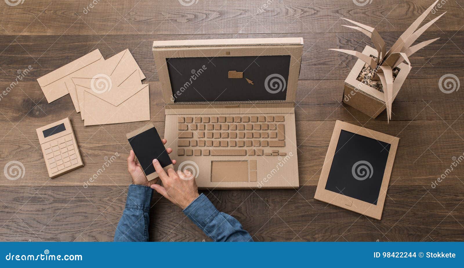 Creative Eco-friendly Cardboard Office Stock Photo - Image of objects ...