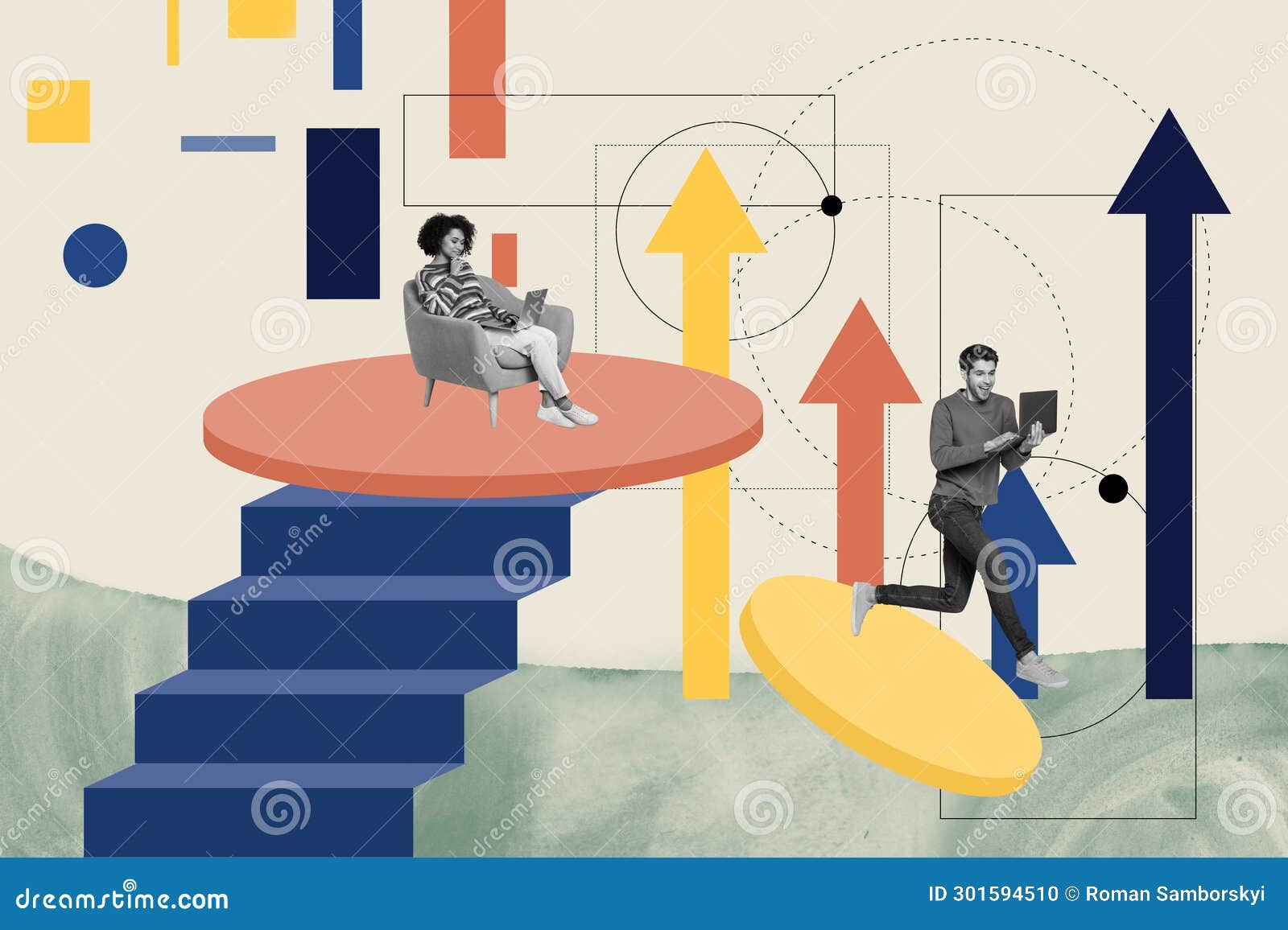 Creative Economical Collage of Start Up Collaboration Cooperation ...