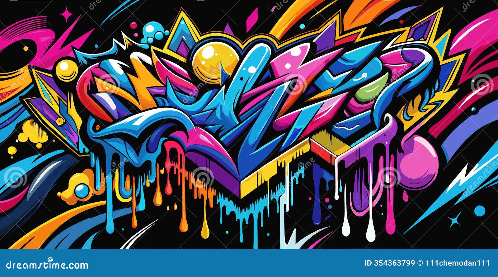 Creative and Edgy Graffiti with Multicolored Paint Drips on Black Stock ...