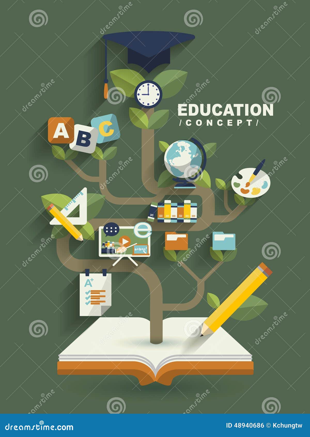 Creative Education Concept Flat Design Stock Vector - Illustration of ...