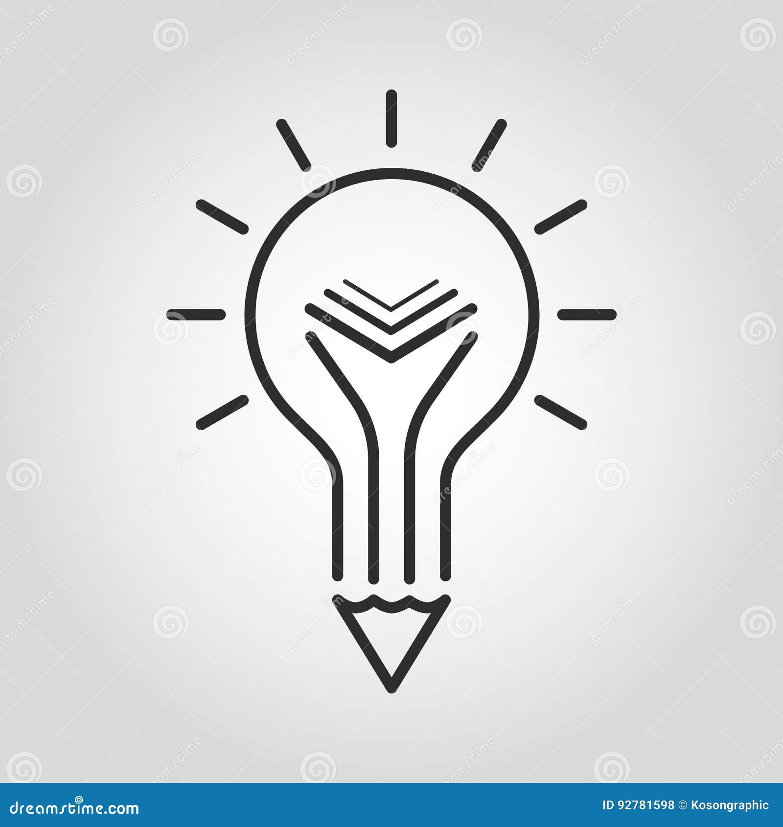Creative Education Icon. Light Bulb Pencil and Book Symbol Stock Vector ...
