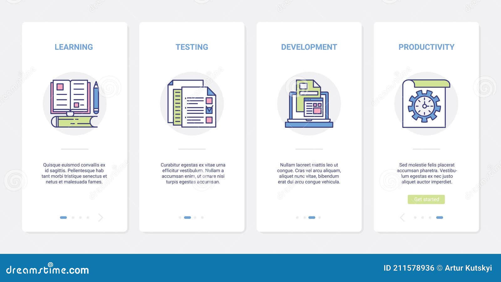 Creative Education Productivity Processes UX, UI Onboarding Mobile App ...