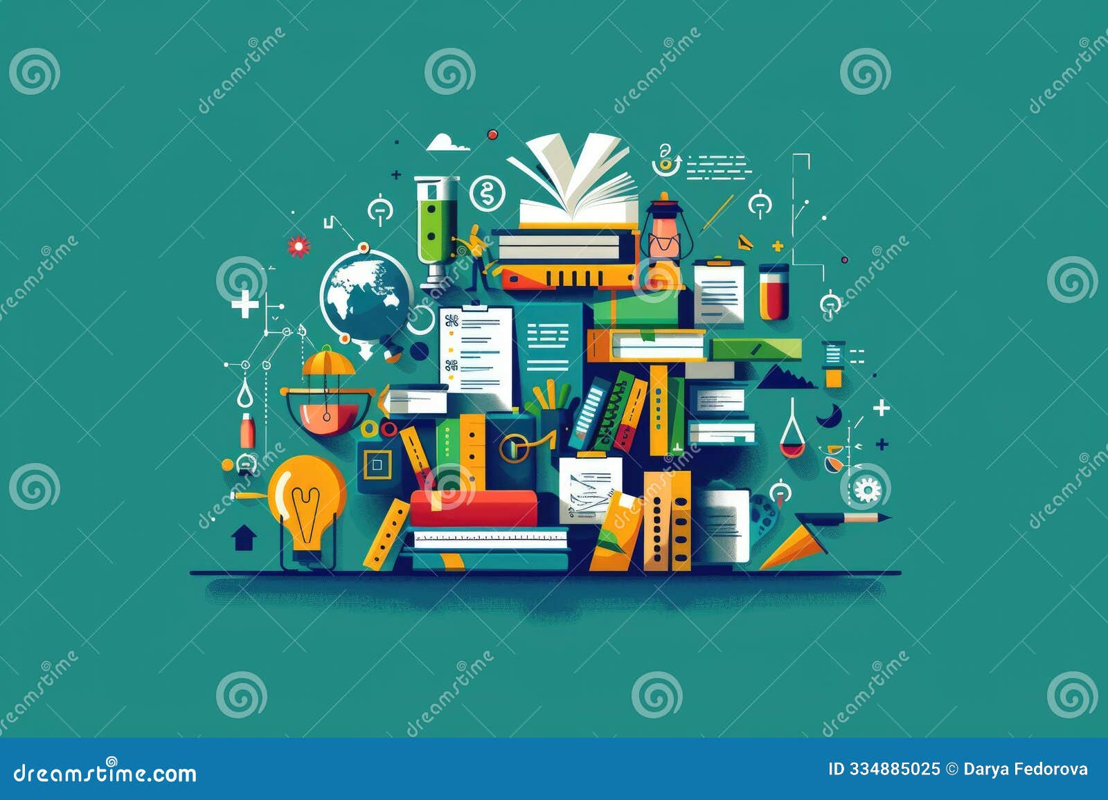 Creative Educational Icons and Objects Illustrations Symbolizing ...