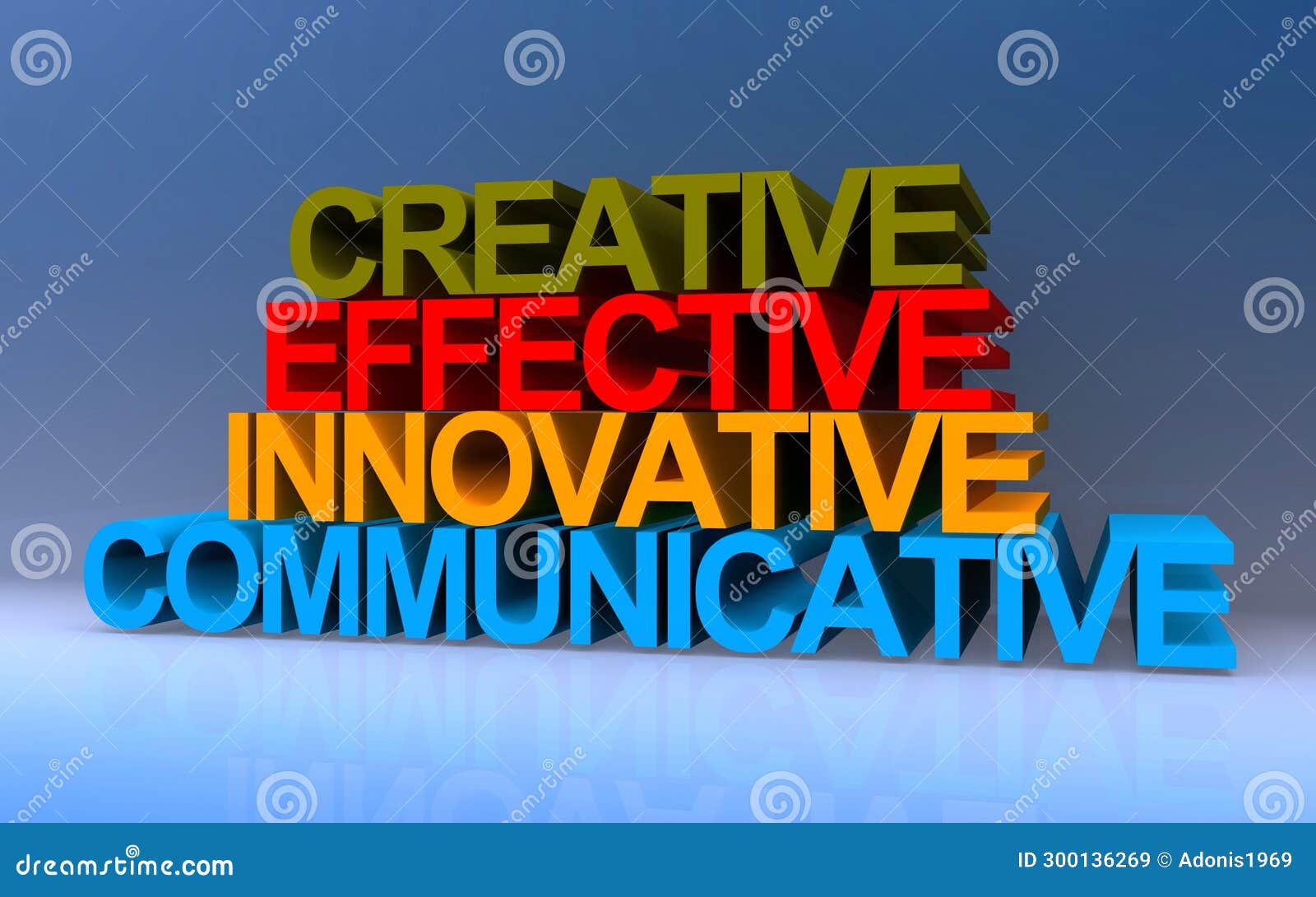 Creative Effective Innovative Communicative on Blue Stock Image - Image ...
