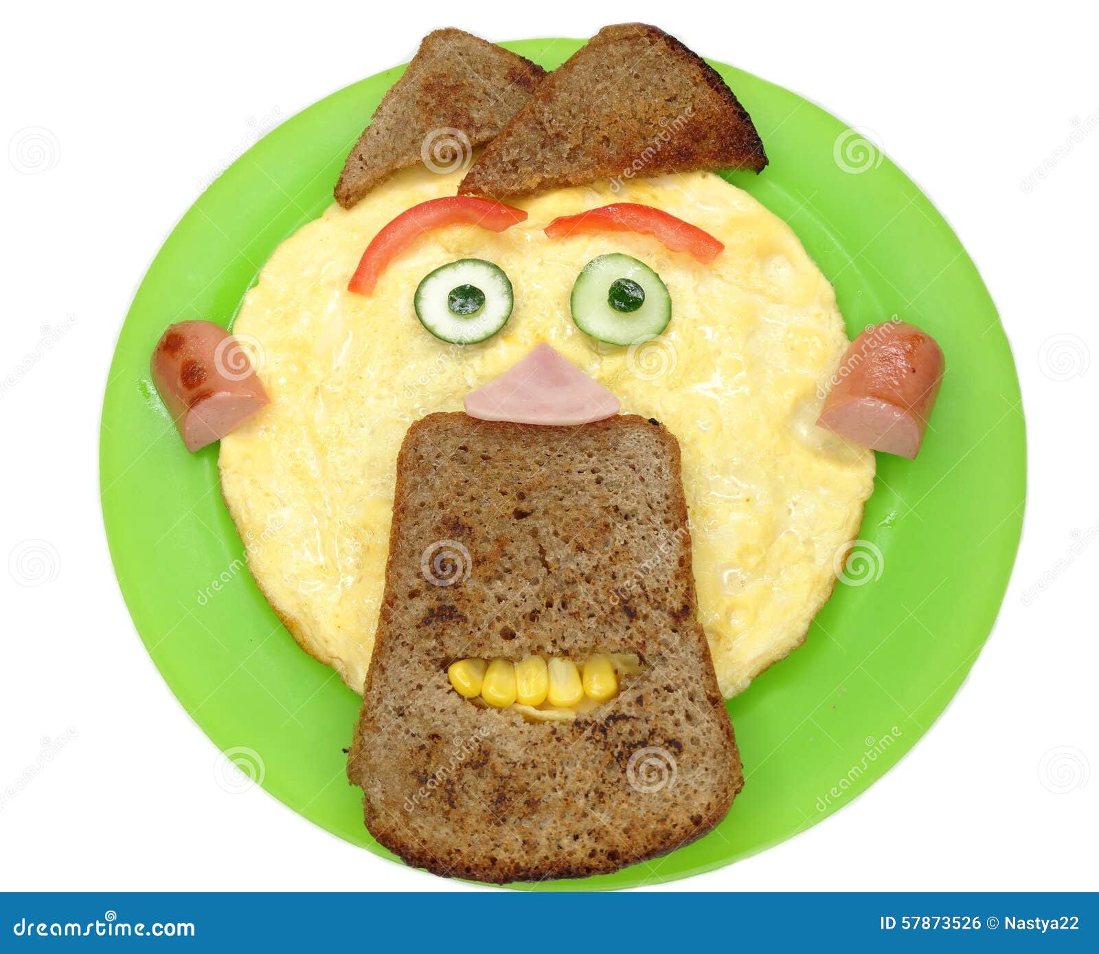 Creative Egg Breakfast for Child Face Form Stock Photo - Image of leaf ...
