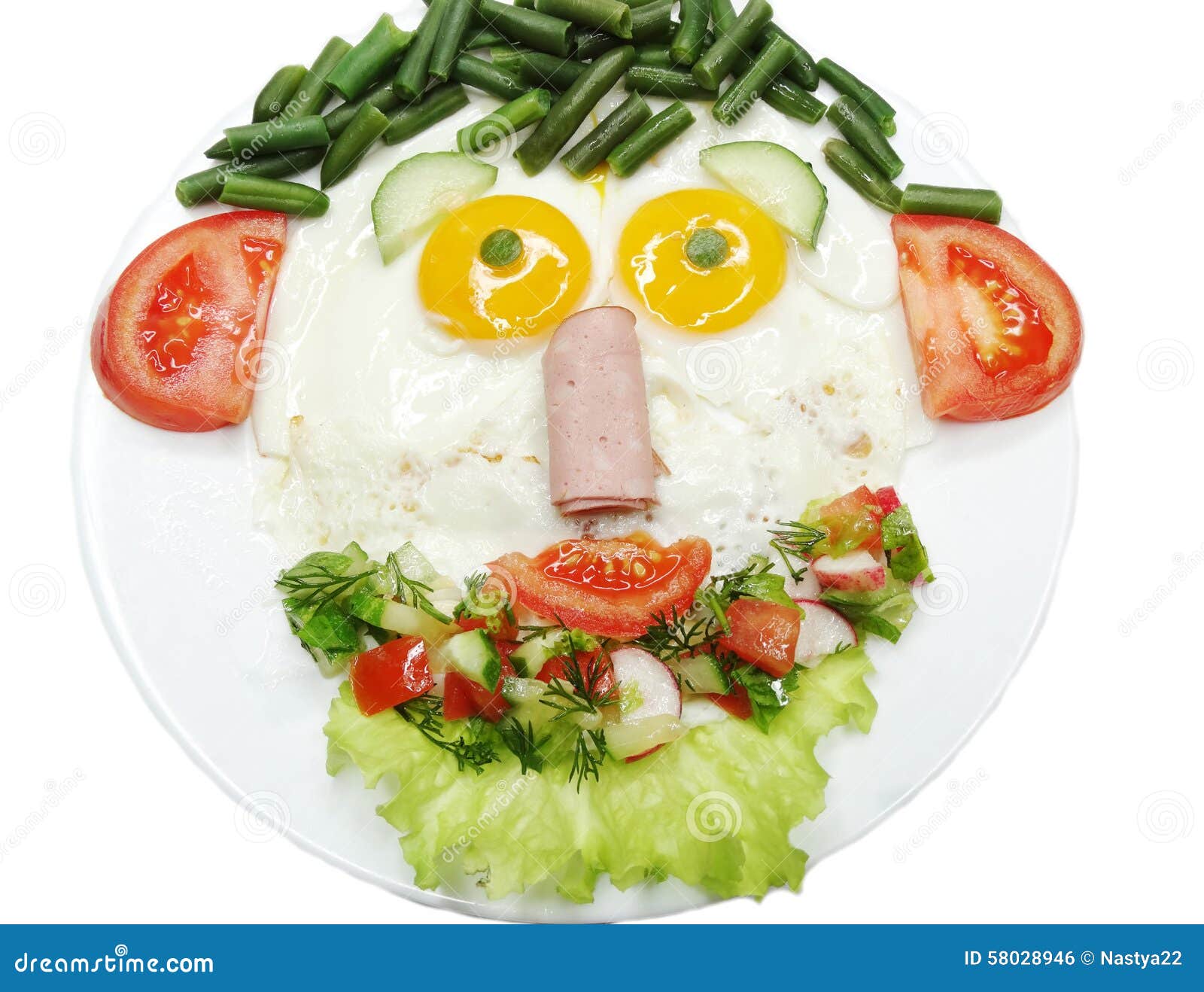 Creative Egg Breakfast for Child Face Form Stock Photo - Image of salad ...