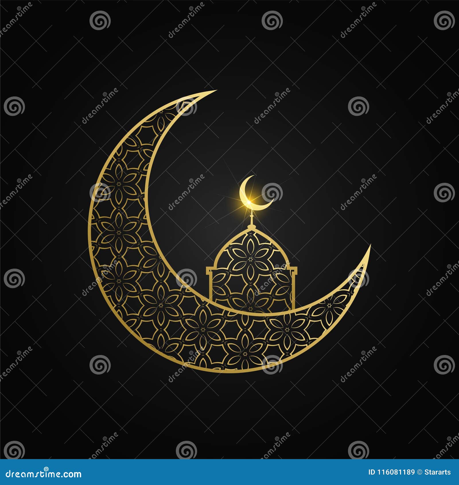 Creative Eid Mubarak Moon and Mosque Design Stock Vector - Illustration ...