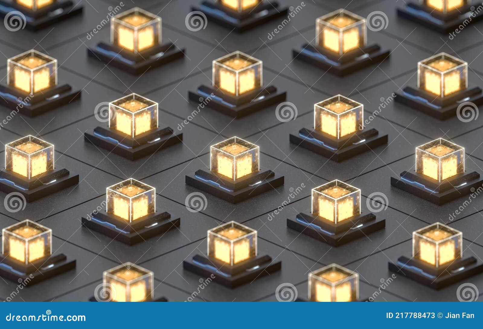 Creative Electronics Crystals Cubes, 3d Rendering Stock Illustration ...
