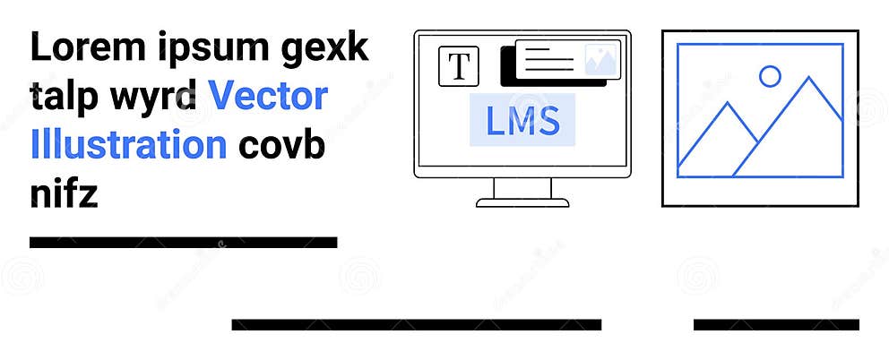 Creative Elements for Online Learning with Text Editing and Image Display Icons Stock ...