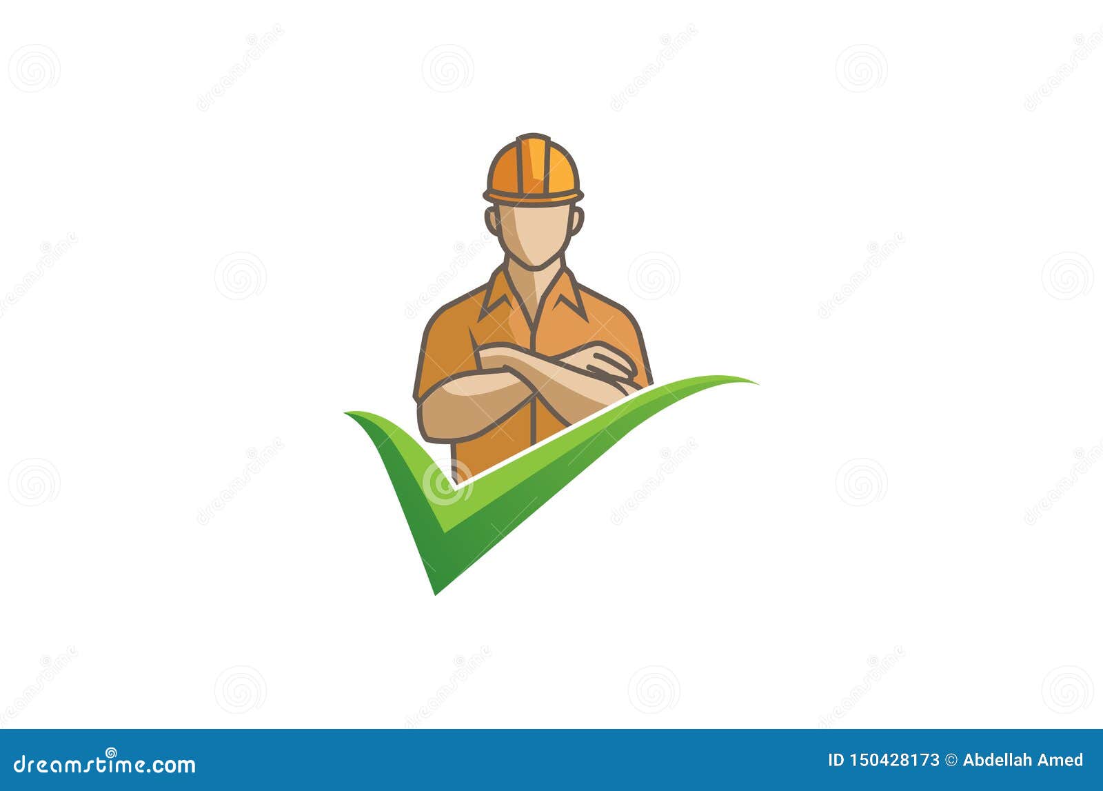 Creative Engineer Man Arms Folded Check Logo Design Illustration Stock ...