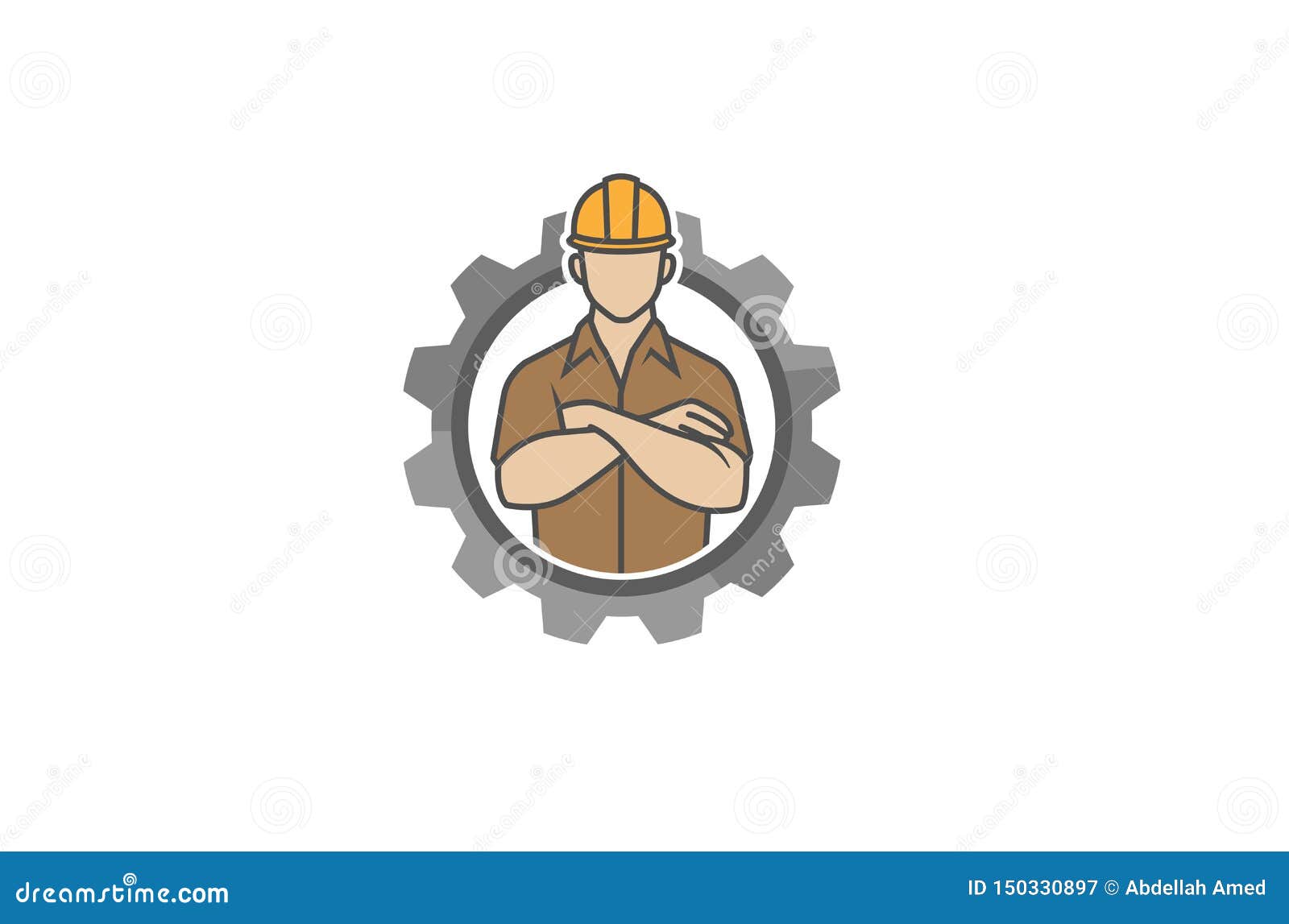 Creative Engineer Worker Gear Logo Design Illustration Stock Vector ...