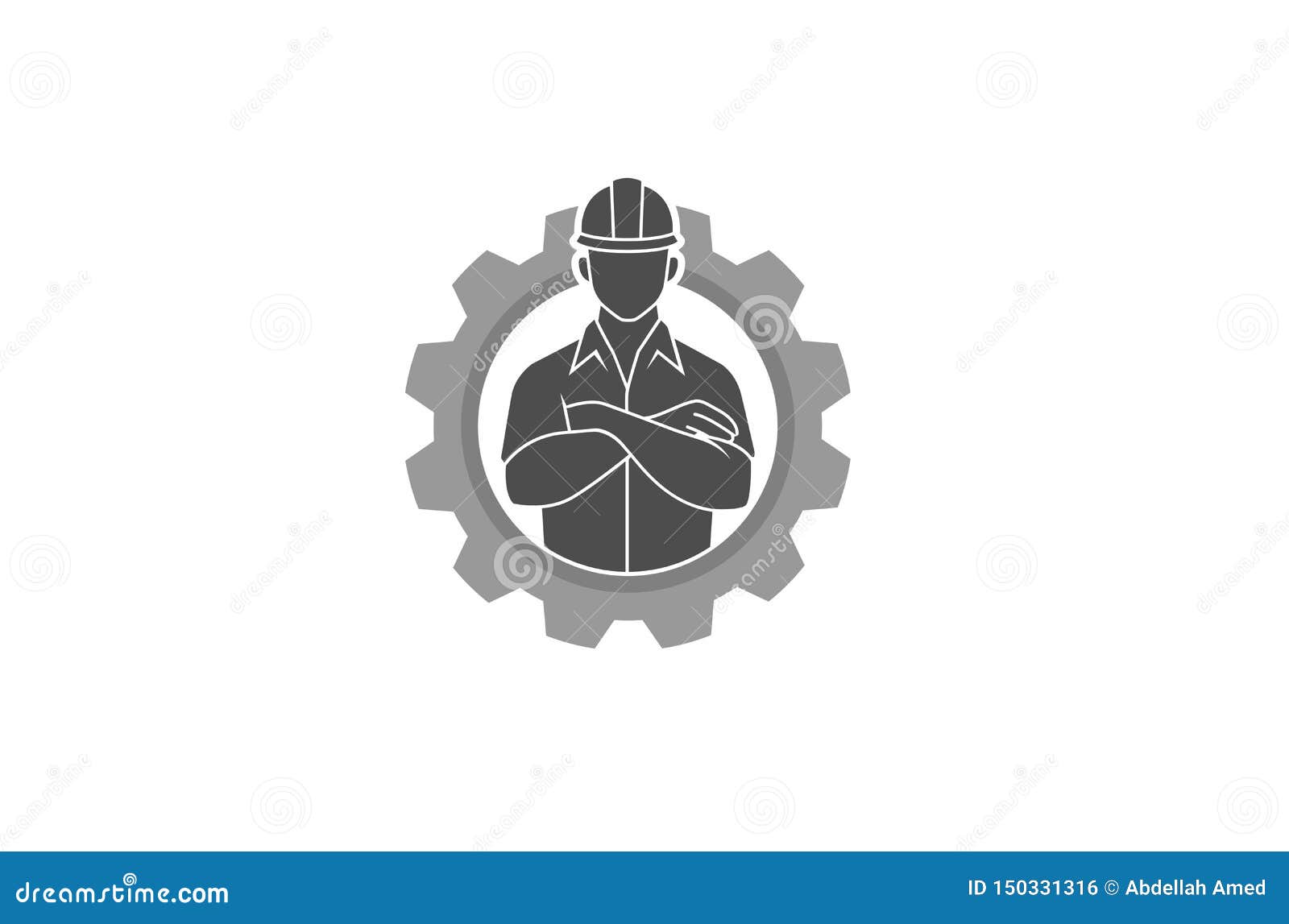 Creative Engineer Worker Gear Logo Design Illustration Stock Vector ...