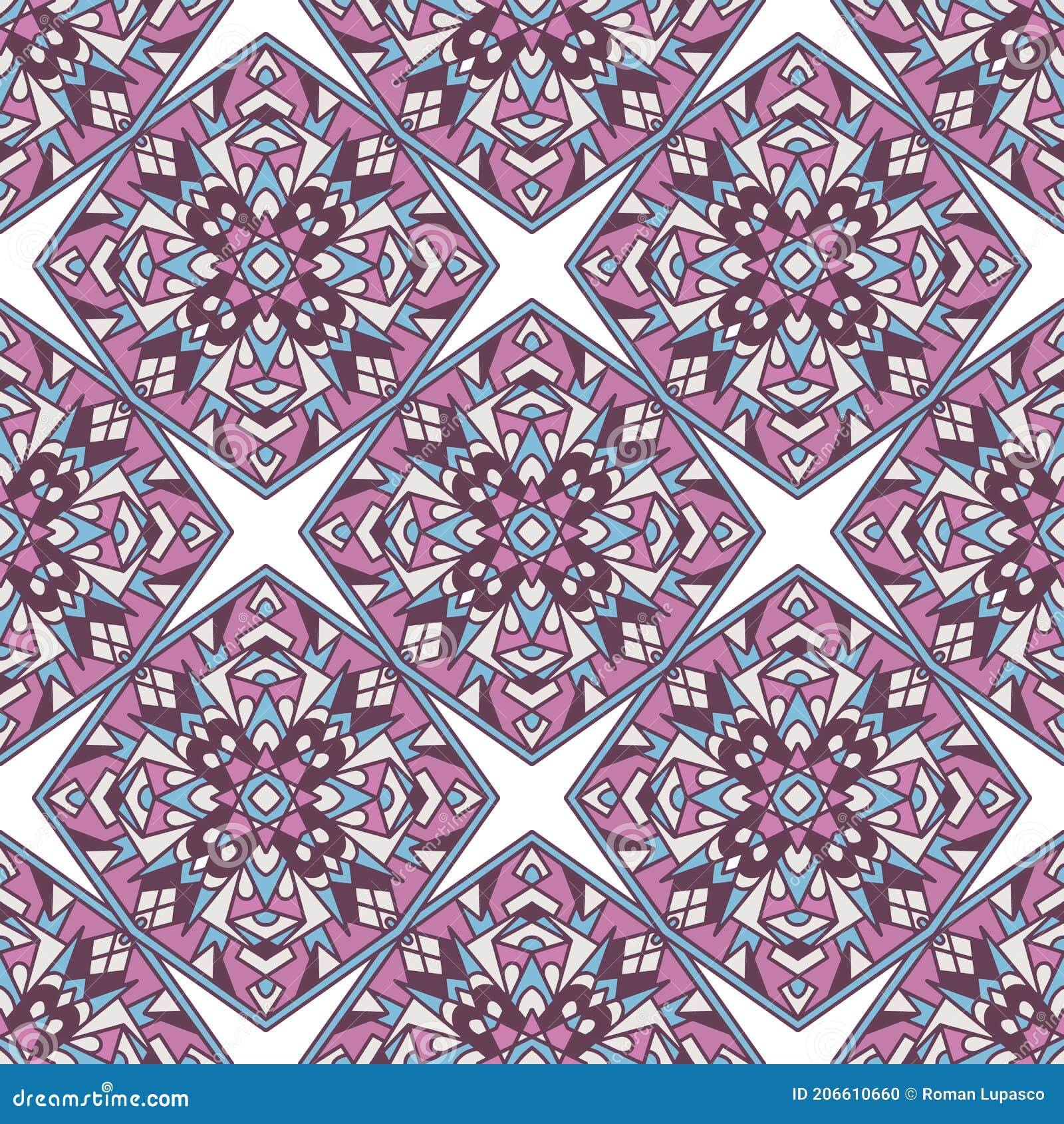 Creative Ethnic Style Square Seamless Pattern. Unique Geometric Vector ...