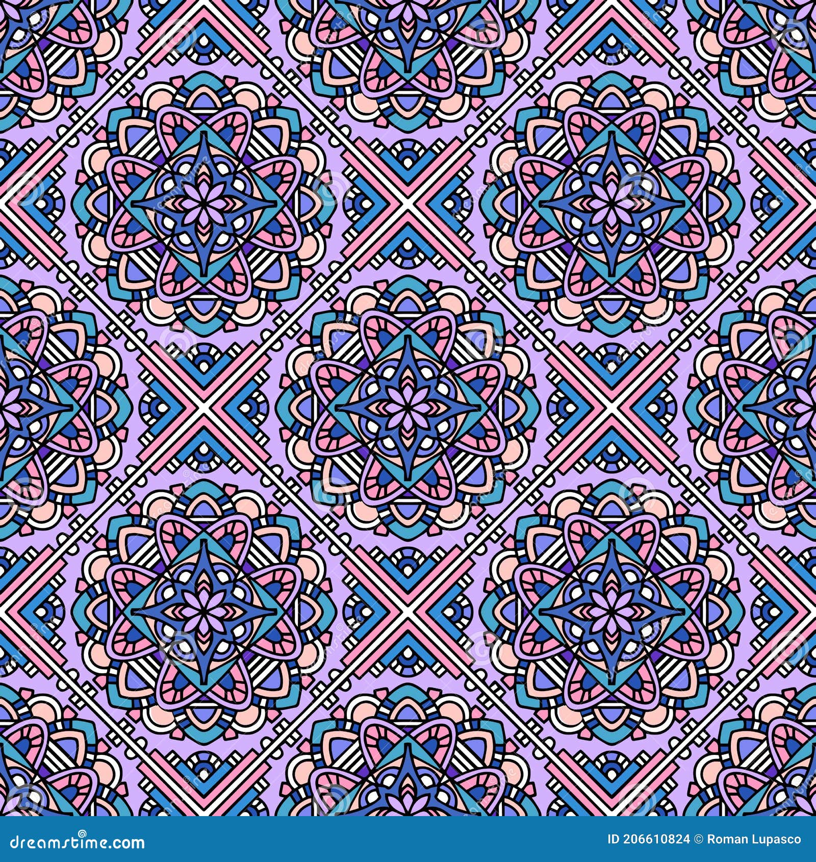 Creative Ethnic Style Square Seamless Pattern. Unique Geometric Vector ...