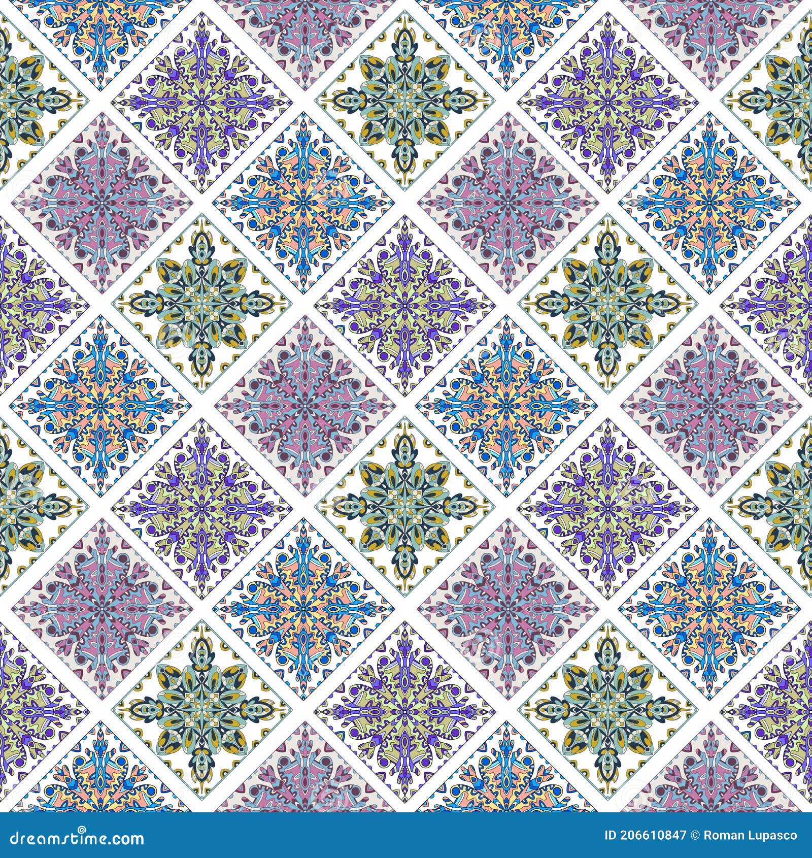 Creative Ethnic Style Square Seamless Pattern. Unique Geometric Vector ...