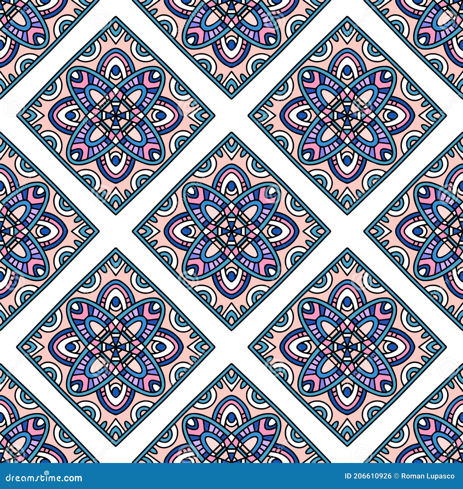 Creative Ethnic Style Square Seamless Pattern. Unique Geometric Vector ...