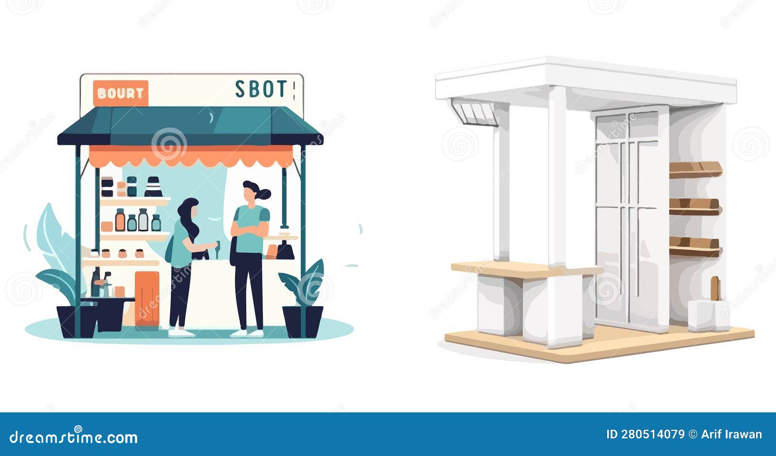 Creative Exhibition Stand Design Booth Template Flat Vector Stock ...