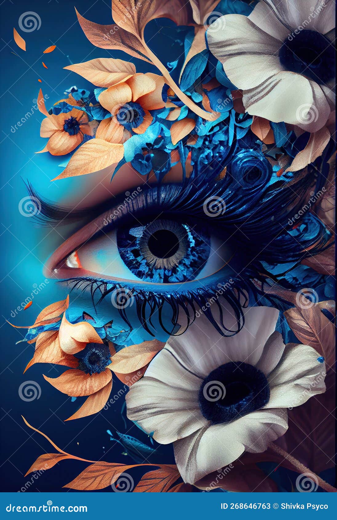 Creative Eyelash Extension Blue Floral Background Stock Illustration ...