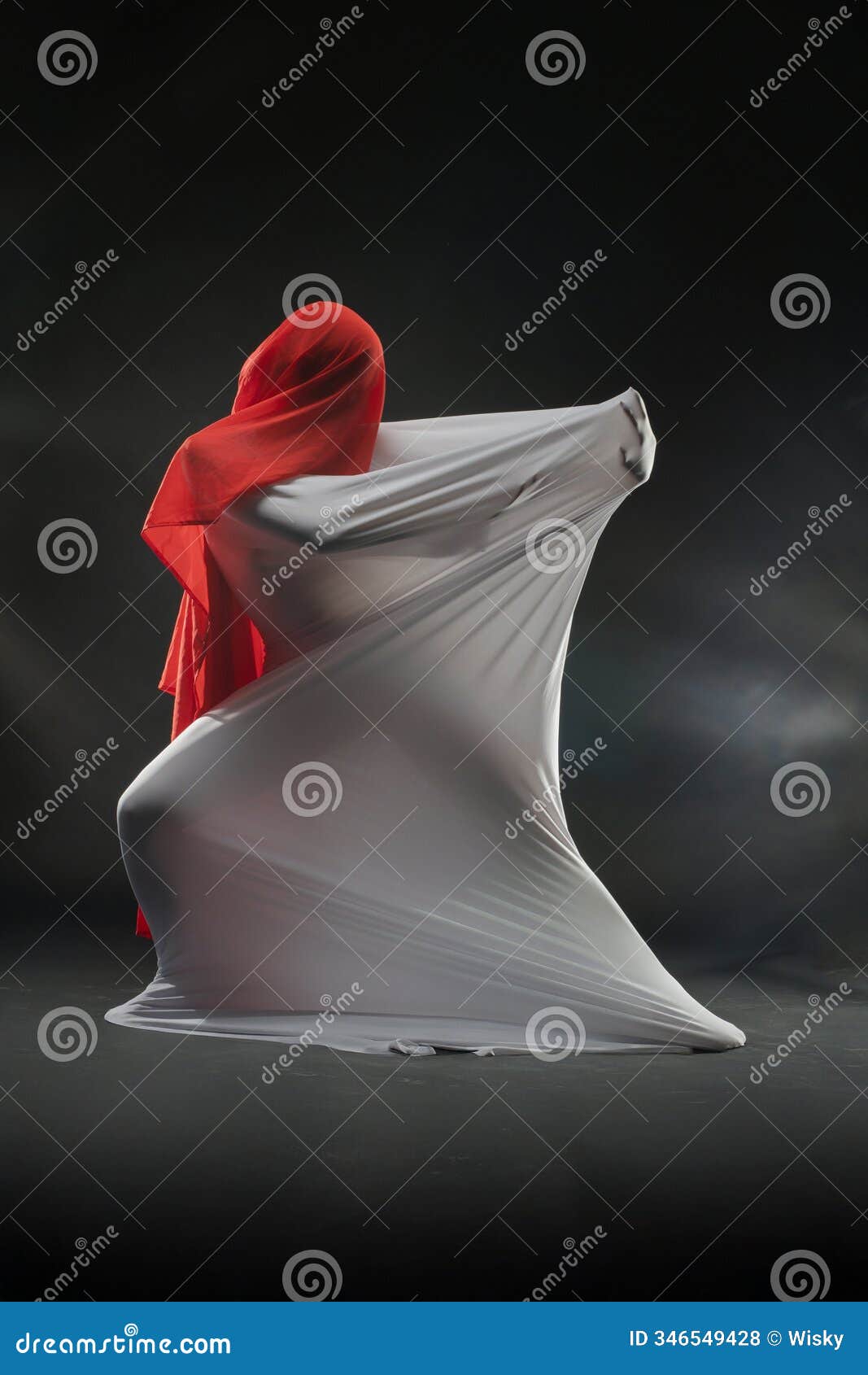 Creative Fabric Art Performance with Flowing Materials in a Studio ...