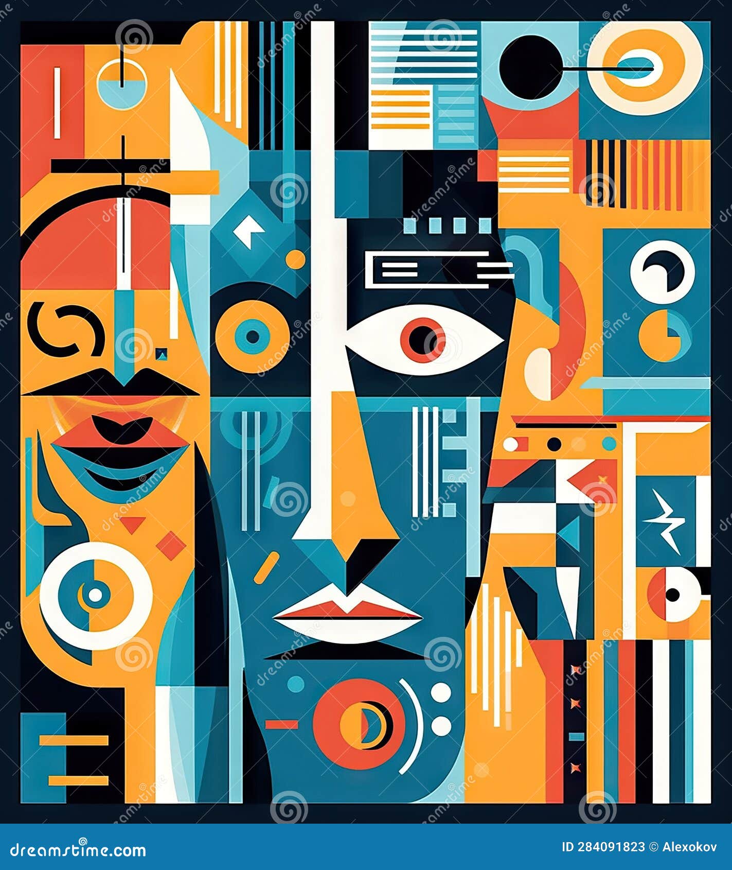 Creative Faces Vector Clip Art Illustration for Use in Geometric ...