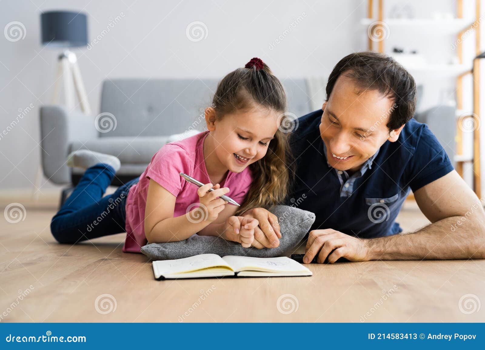 Creative Family. Spend Family Day Here. Little Girl With Dad Isolated ...