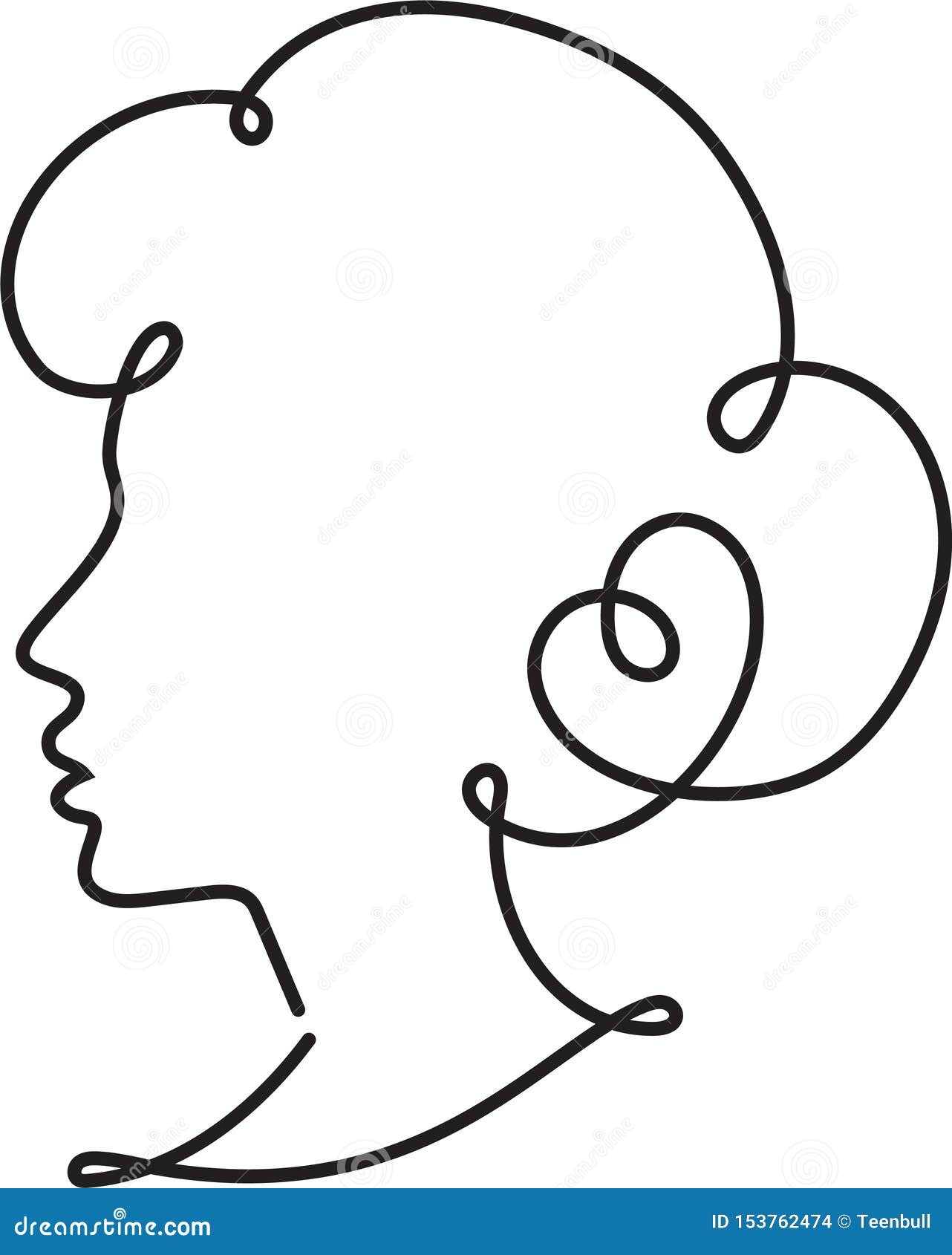 Creative Female Face Continuous Line Drawing Abstract Face One Line