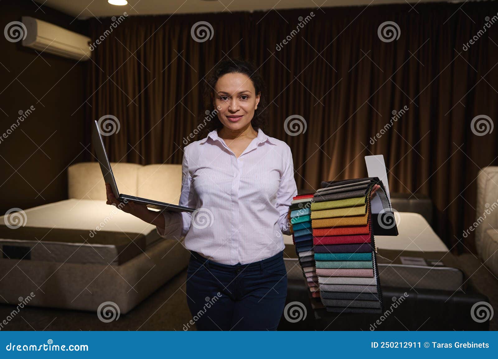 Creative Female Professional Decorator, Home Interior Designer Stands ...