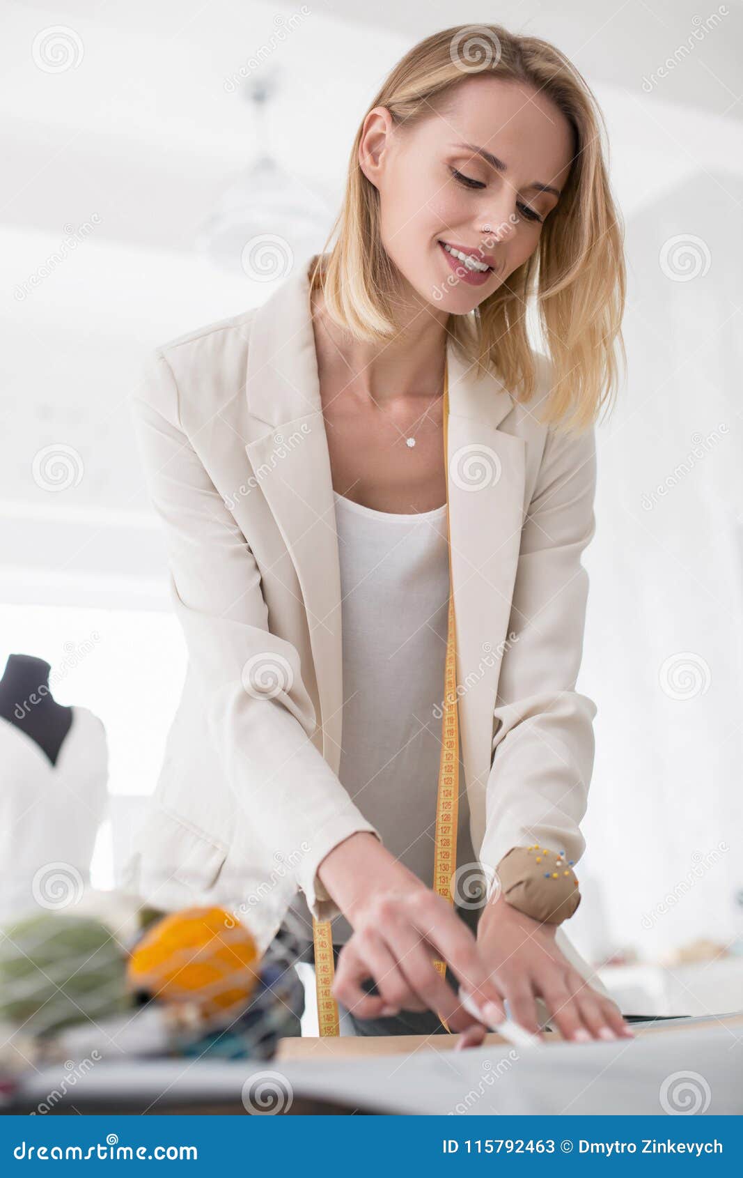 Creative Female Tailor Making Pattern Stock Image - Image of occupation ...