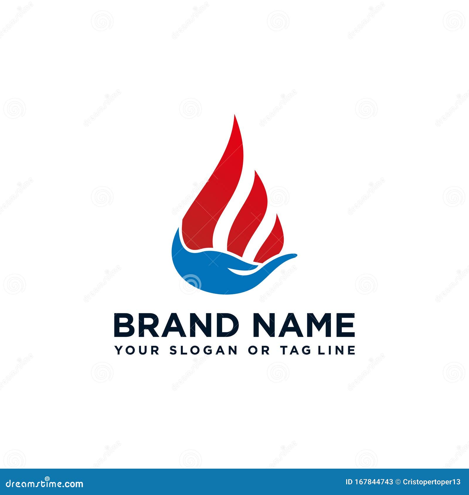 Creative Fire Design Logo and Hand Vector Stock Vector - Illustration ...