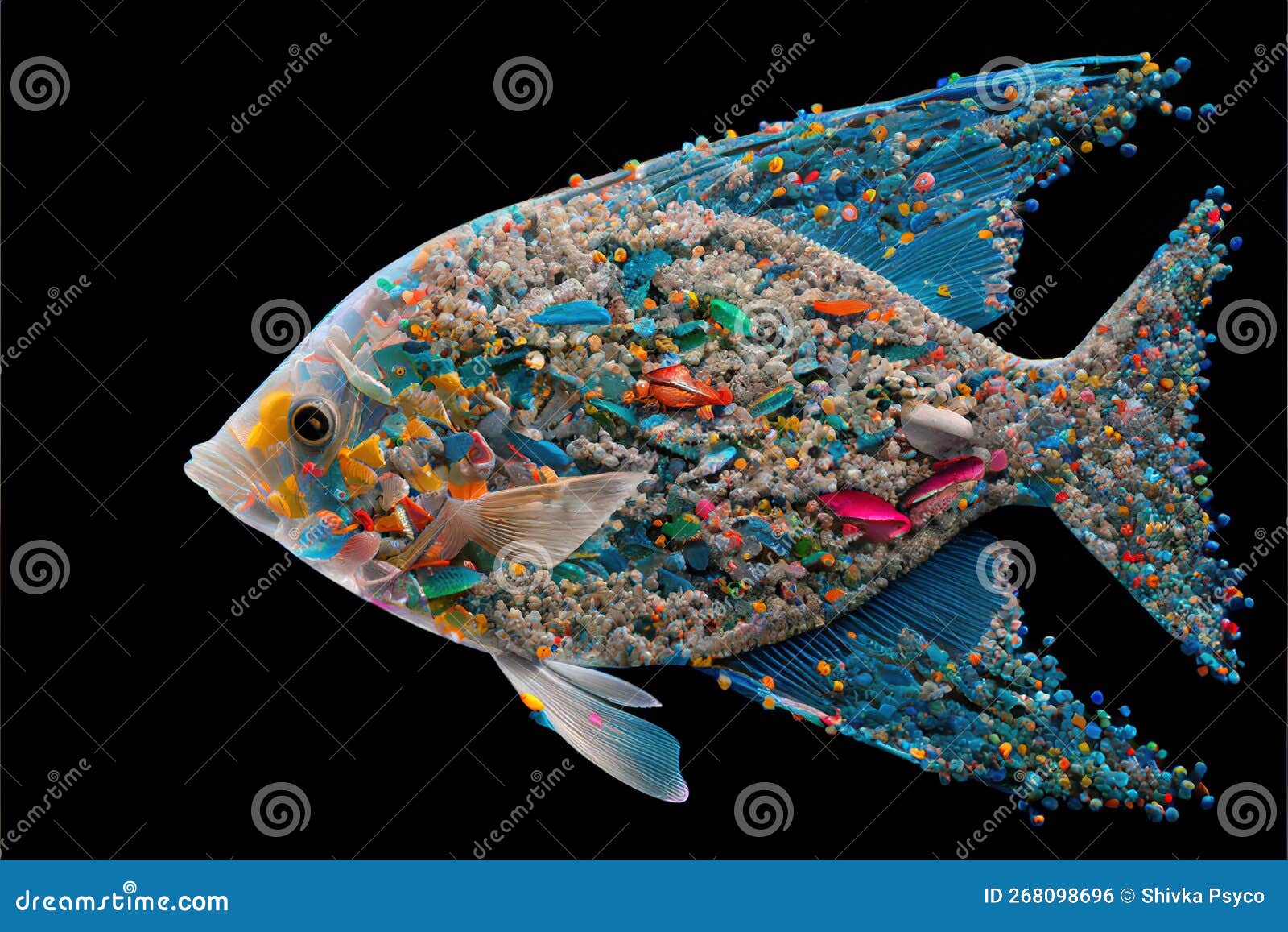 Creative Fish Image on Black BG Stock Illustration - Illustration of ...