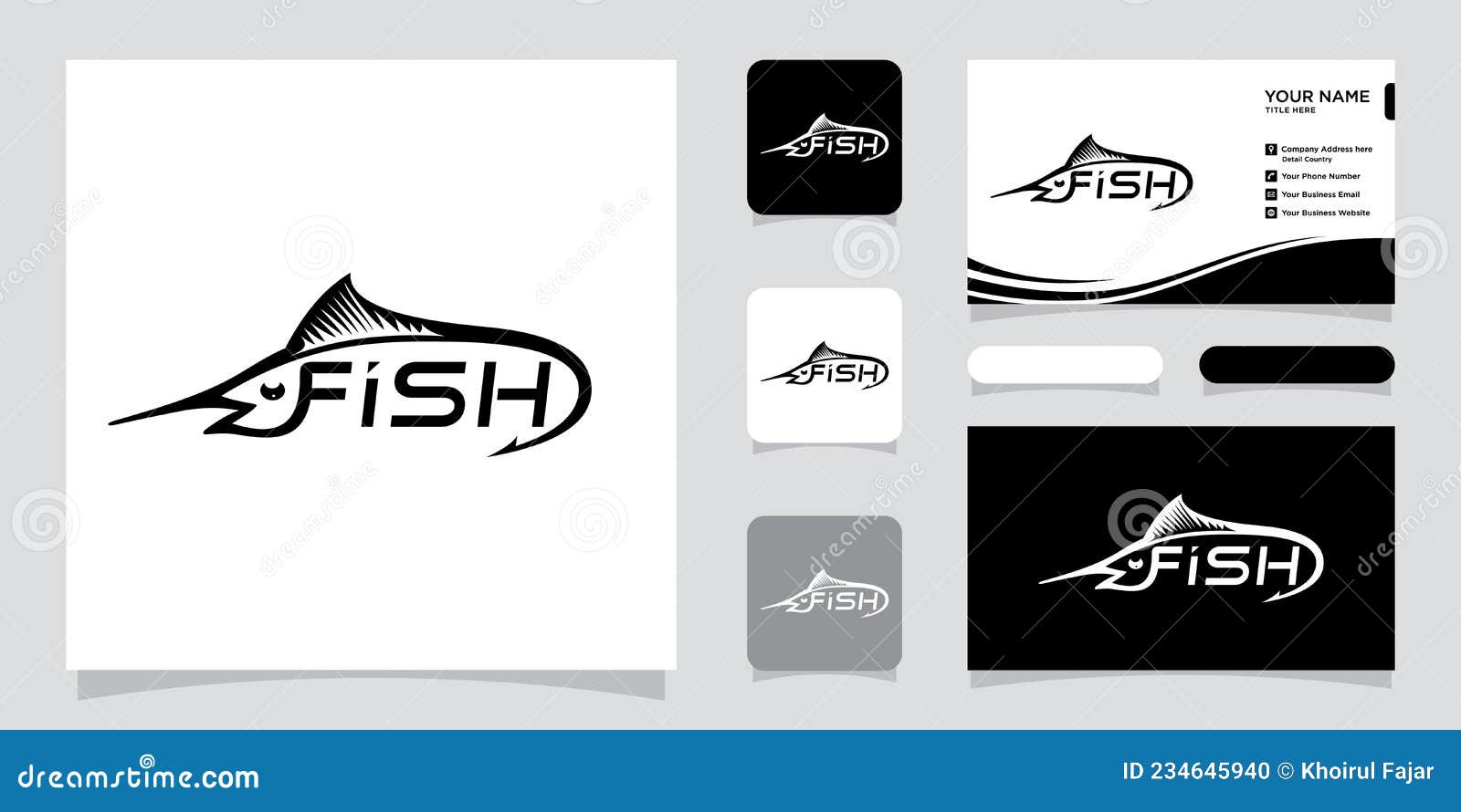 Creative Fish Logo Design with Business Card Design Stock Vector ...